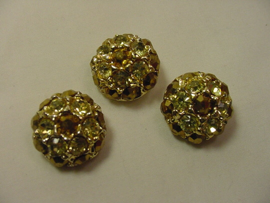 Set of 3 Vintage Gold Rhinestone Buttons 11 - 1158 - Etsy