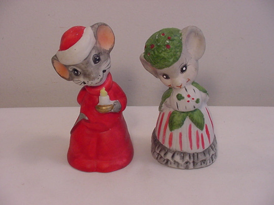 Set of Two Vintage Jasco Ceramic Christmas Mice Bells 23 - 107 - Etsy