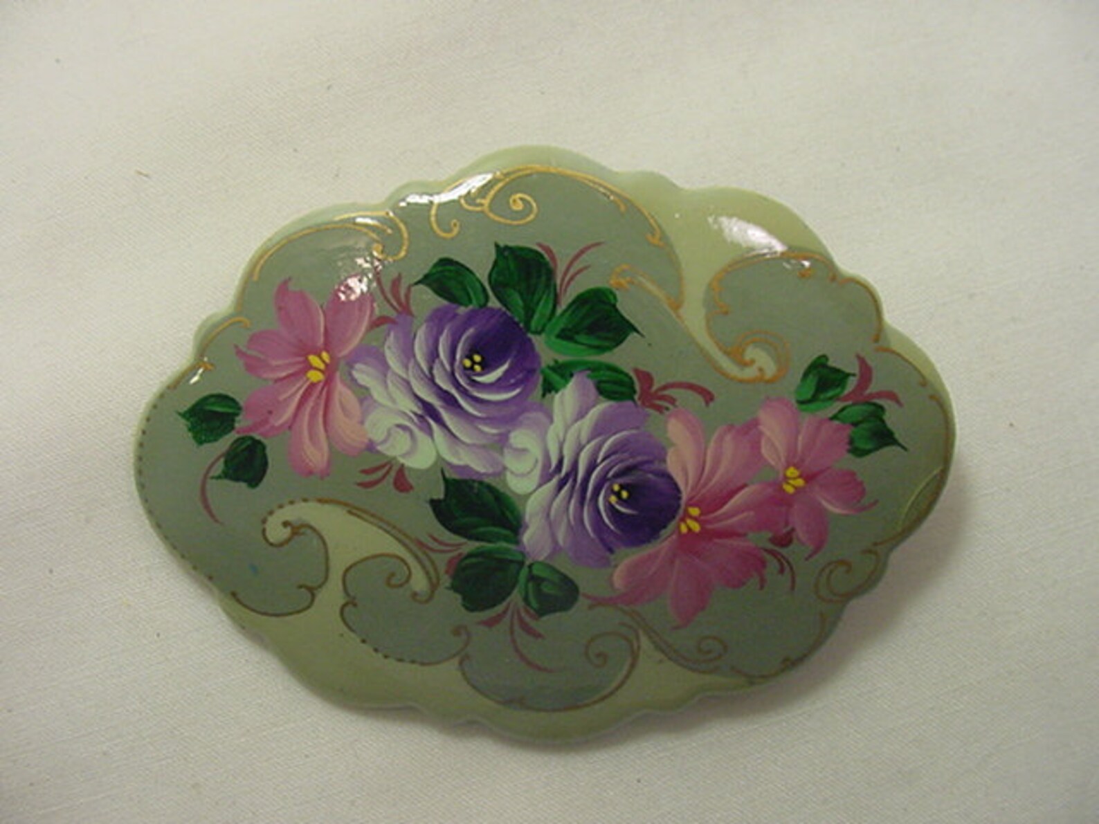 Vintage Hand Painted Artist Signed Floral Design Brooch 20 - 80 - Etsy