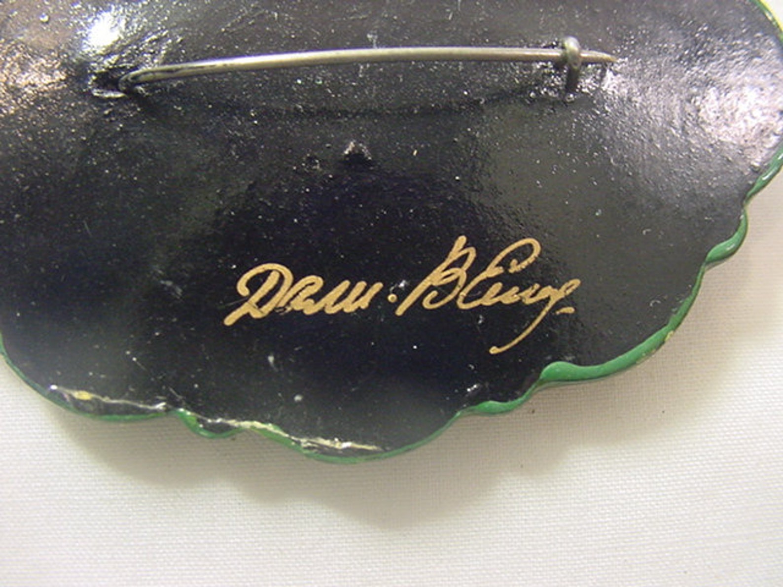 Vintage Hand Painted Artist Signed Floral Design Brooch 20 - Etsy