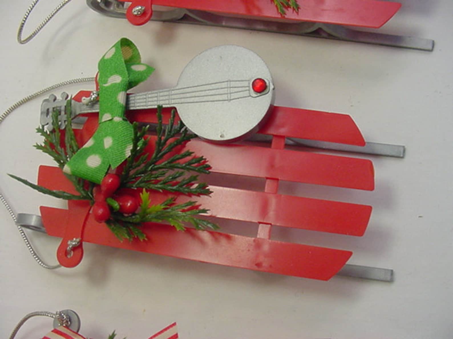 Set of Three Vintage Plastic Snow Sled Christmas Decorations - Etsy