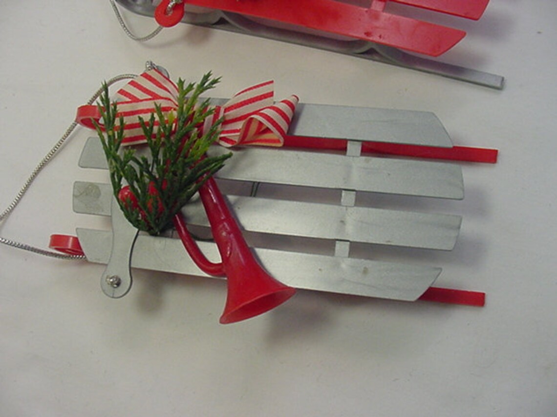 Set of Three Vintage Plastic Snow Sled Christmas Decorations - Etsy