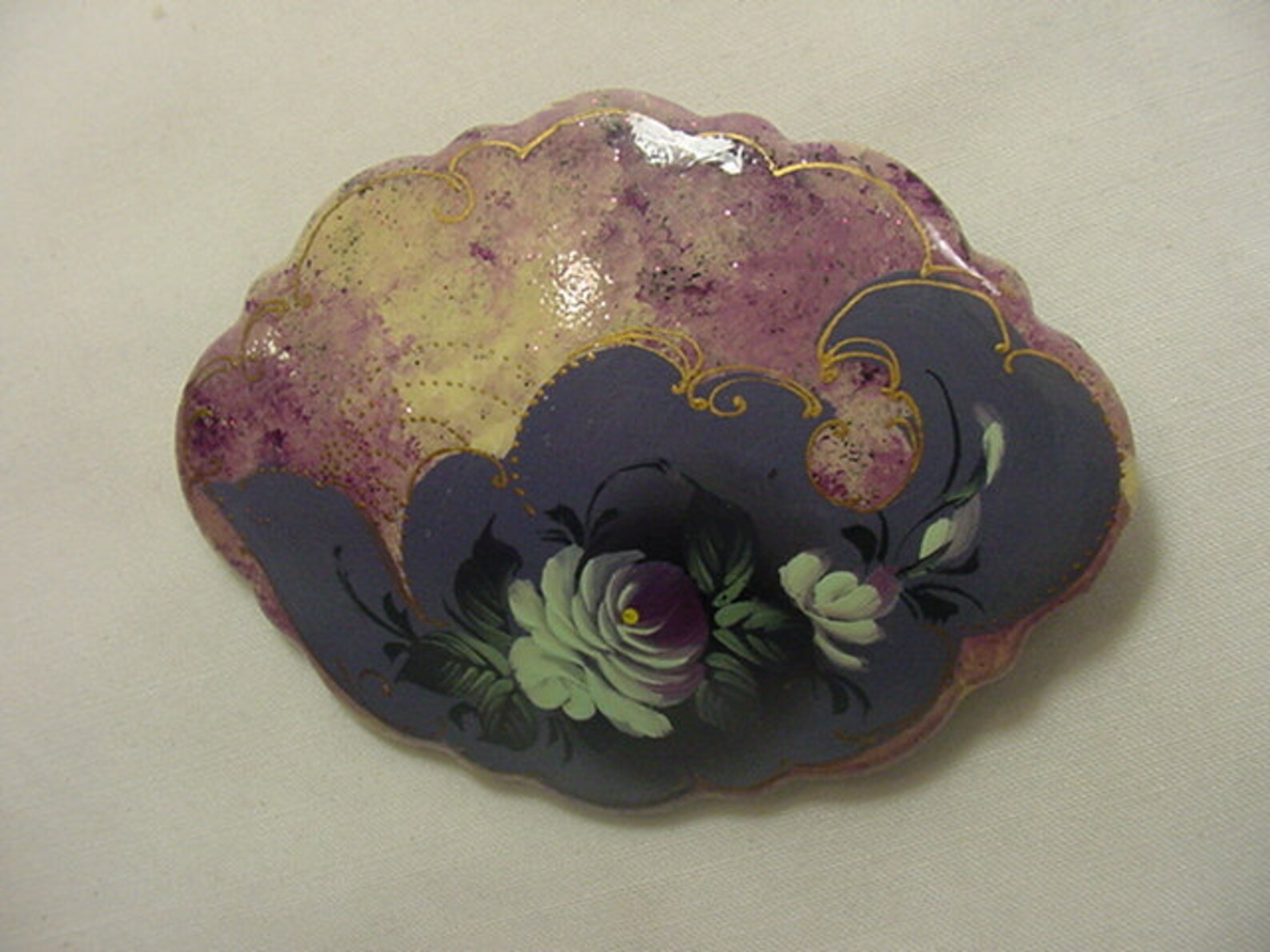 Vintage Hand Painted Artist Signed Floral Design Brooch 20 - 82 - Etsy