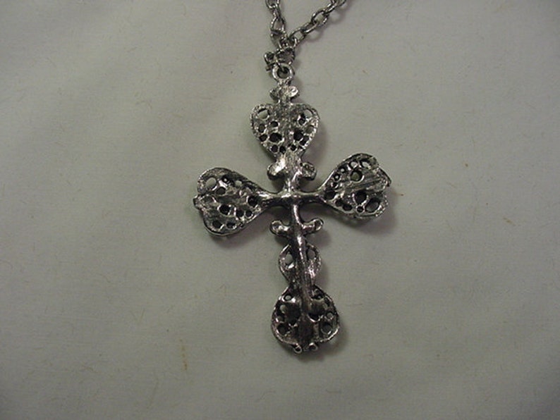 Vintage Faux Turquoise Religious Cross Necklace 19 752 - Etsy