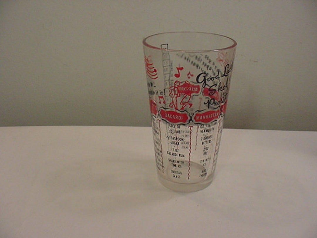 Vintage Good Luck Barware Mixing Glass With Cocktail Mixing ...