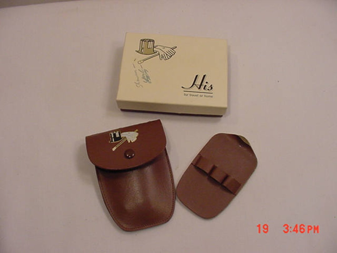 Vintage His Leather Case for Travel or Home in Original Box 17 - 1227 ...