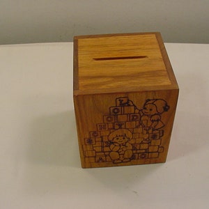 Vintage Children's Wood Musical Coin Bank With Original Hang Tag 19 ...
