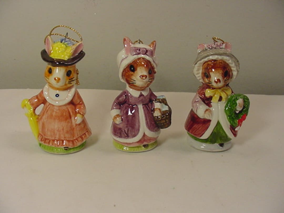 Set of 3 Vintage Ceramic Bunny Rabbit Ornaments or Figurines 22 - 265 ...