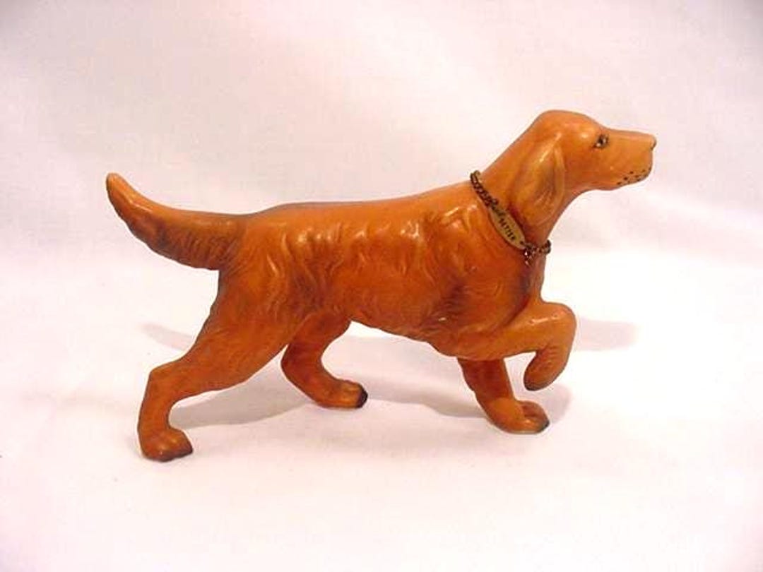 Vintage Mid Century Porcelain Setter Dog Figurine With Metal Chain ...