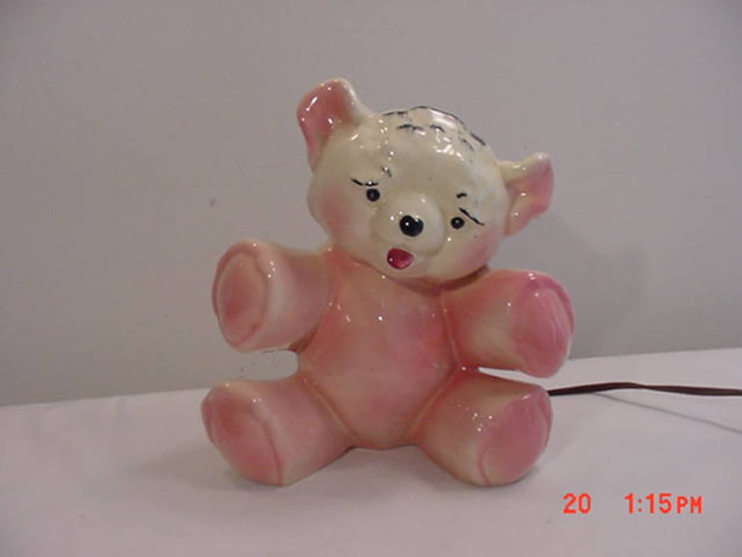 Vintage Ceramic Pink Teddy Bear Light or Night Light 17 - 1052 - Etsy