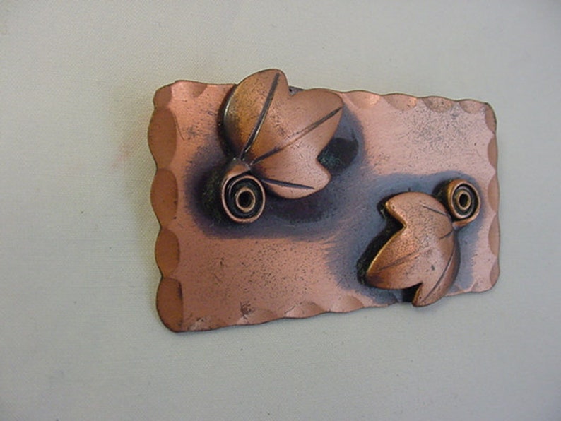 Vintage Artist Signed Copper Rectangle Leaf Brooch & Screw on | Etsy