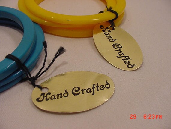 6 Vintage Hand Crafted Plastic Bangle Bracelets 17 -… - Gem