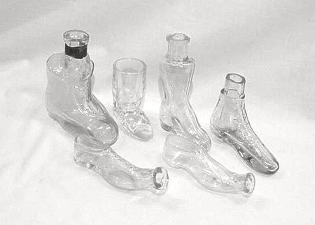 6 - Figural - Pressed - Glass - Shoe / Boot - Perfume / Cologne Bottles ...