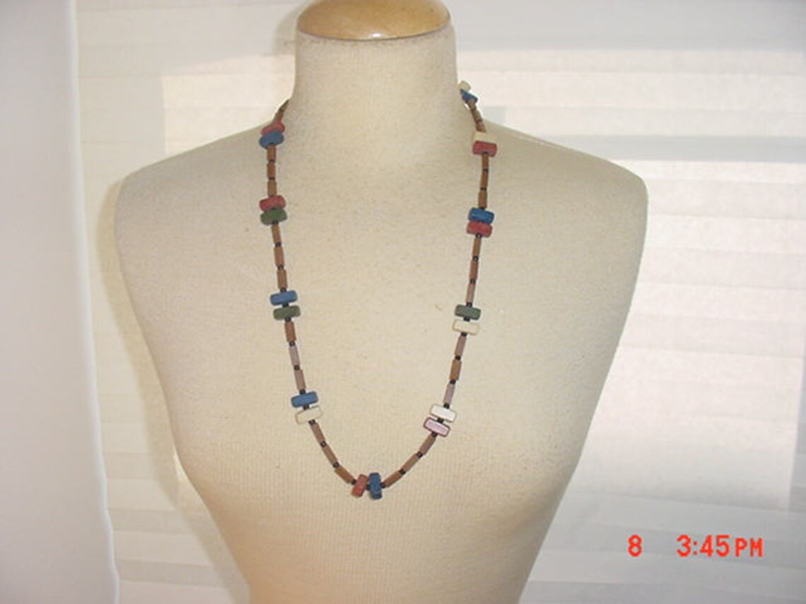 Vintage Multi Colored Plastic Bead Necklace 18 280 | Etsy