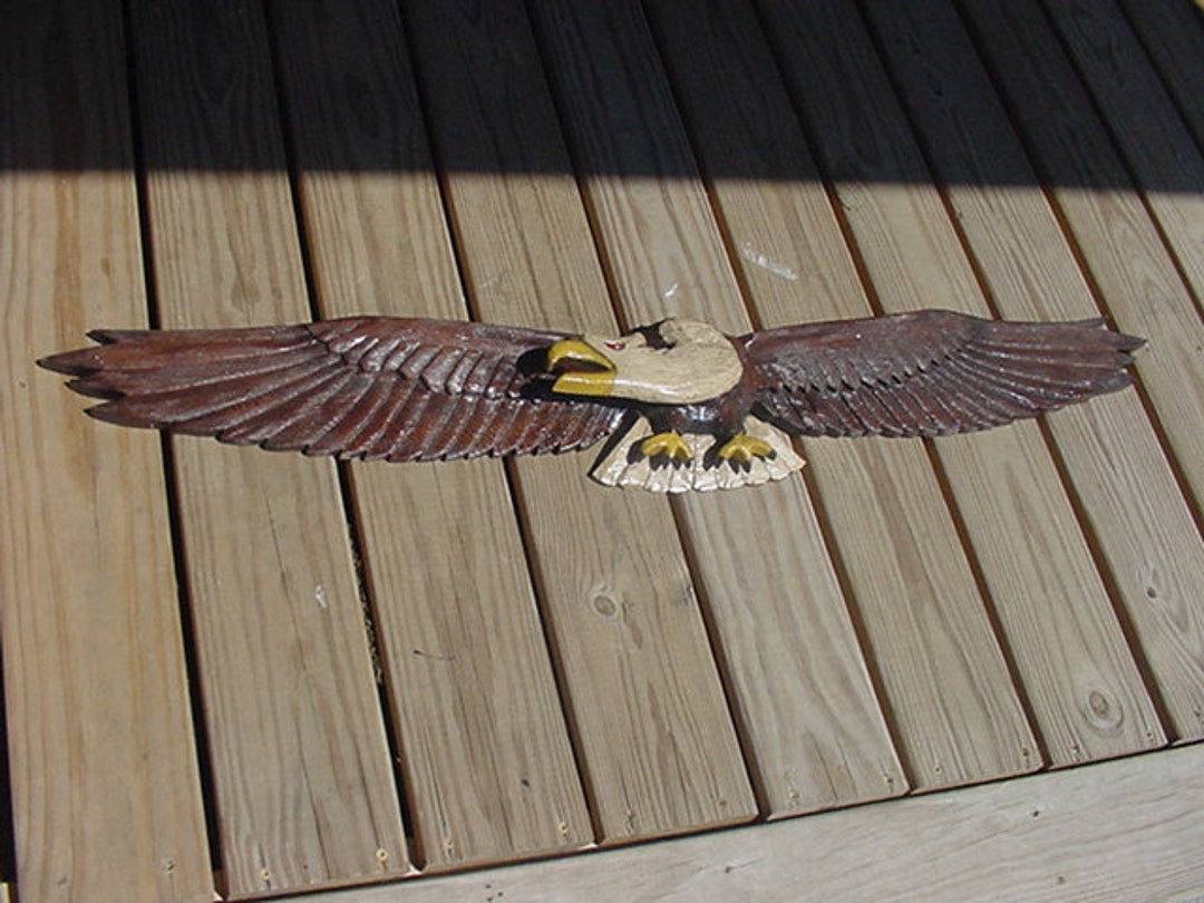 Vintage Wood American Bald Eagle Wall Hanging 23 108 - Etsy