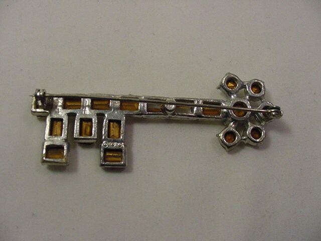 Vintage Rhinestone Skeleton Key Brooch 19 126 | Etsy