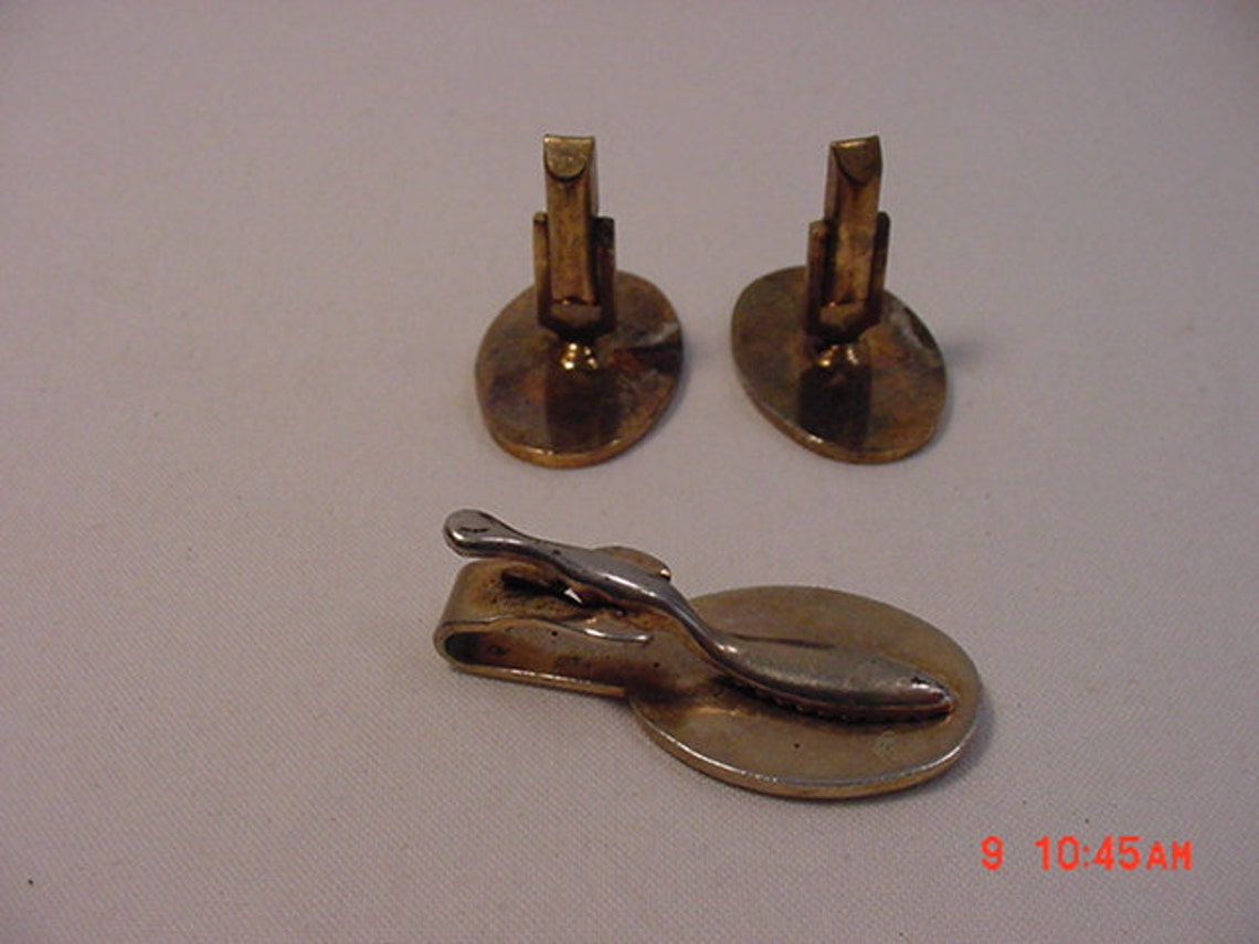 Vintage Antique Car Cuff Link & Tie Clip Set 16 455 - Etsy