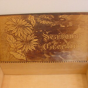 Vintage Christmas Seasons Greetings Wood Pyrography Flemish Art Box 23 ...