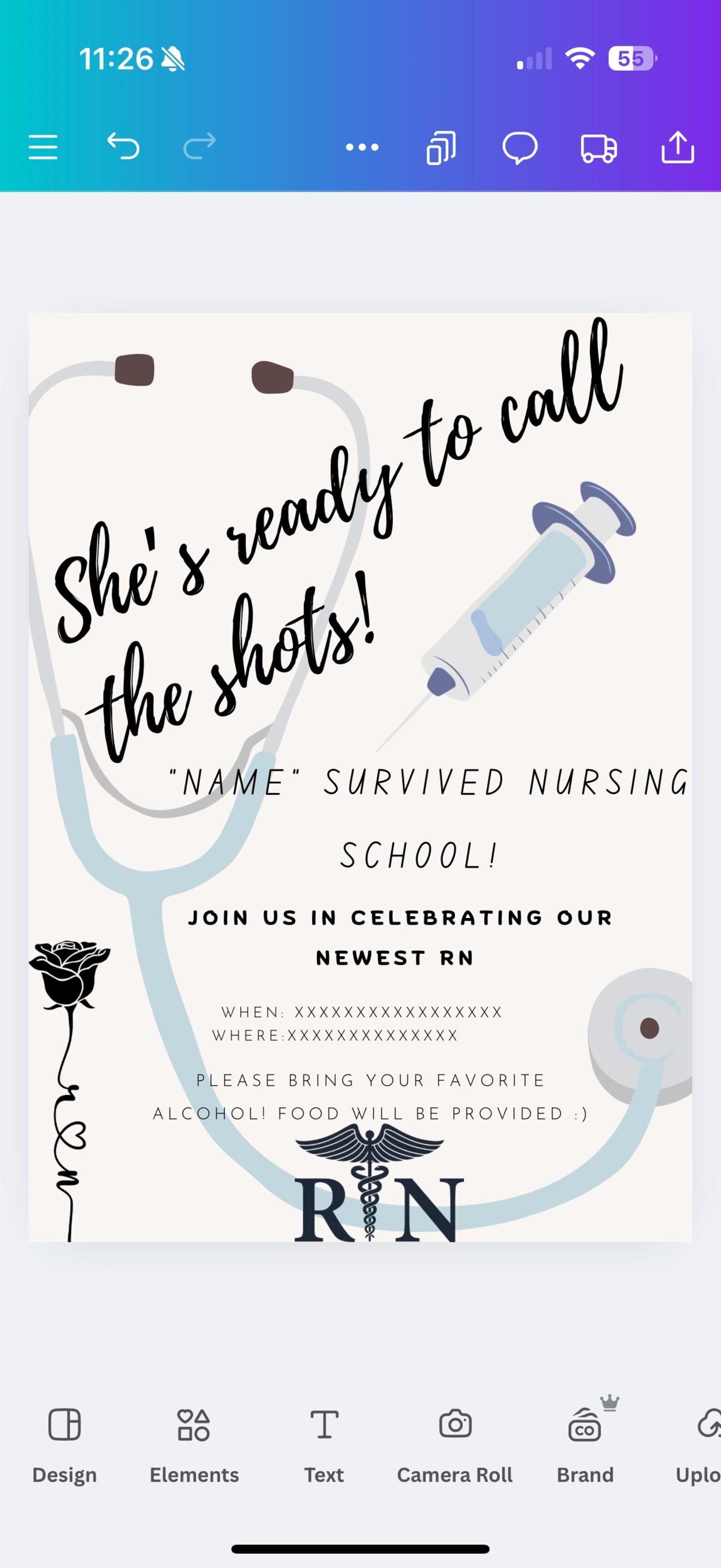 Editable Nursing Graduation Party Invite - Etsy