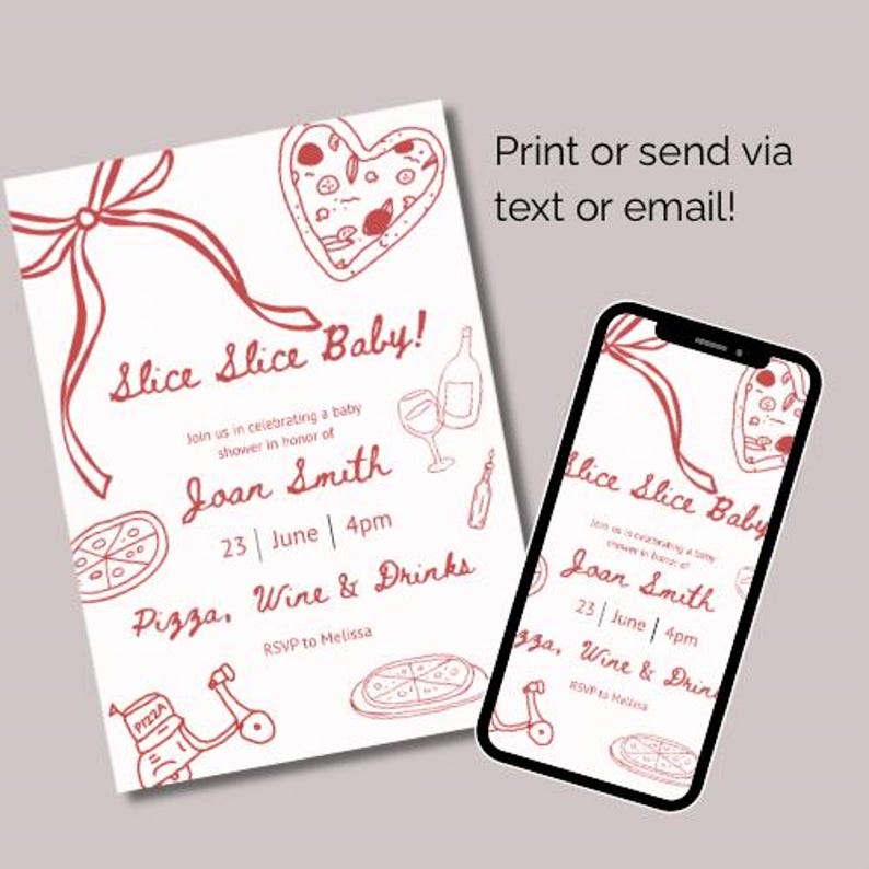 Baby Shower Pizza Italian Food Theme Digital Template Canva - Etsy