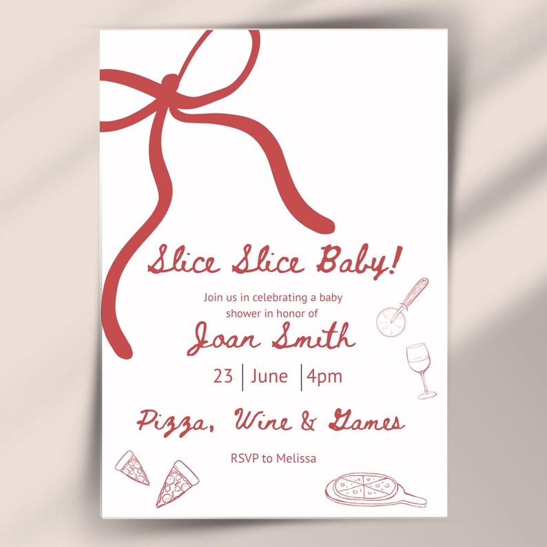 Baby Shower Pizza Italian Food Theme Digital Template Canva - Etsy