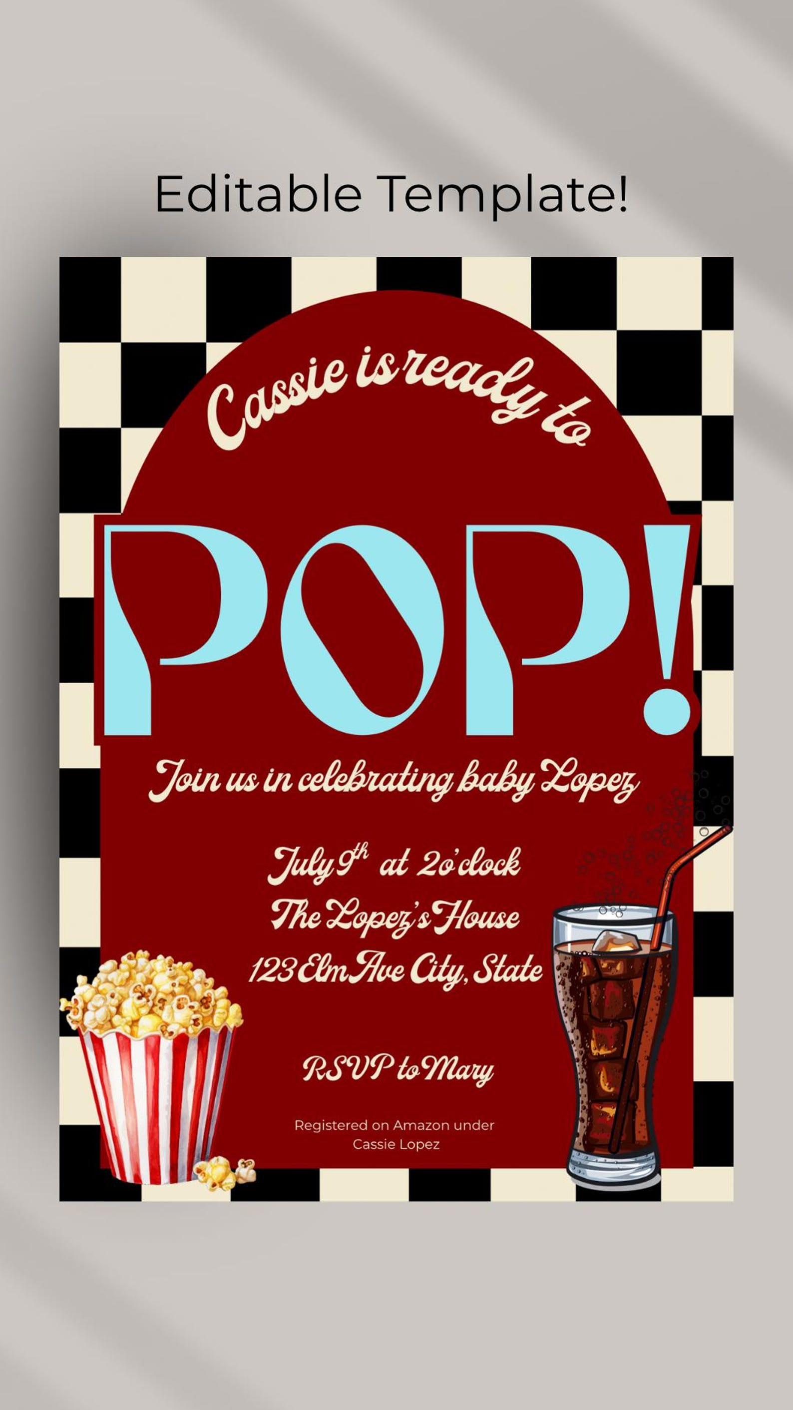 Ready to Pop Invitation Baby Shower Theme Editable Template - Etsy