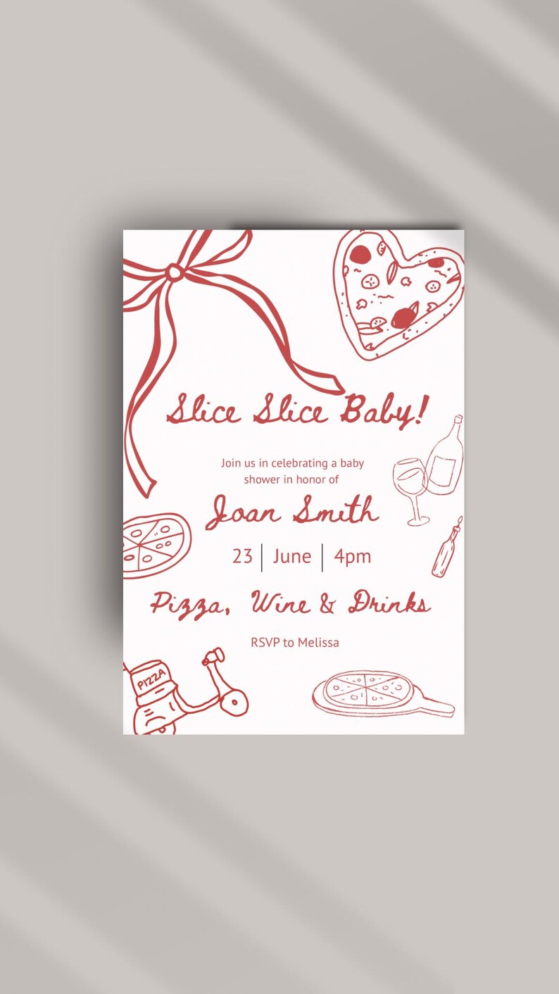 Baby Shower Pizza Italian Food Theme Digital Template Canva - Etsy
