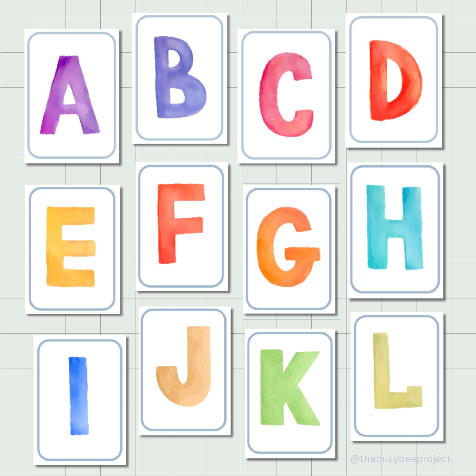 Editable Alphabet Flashcards Watercolor-themed - Etsy Australia