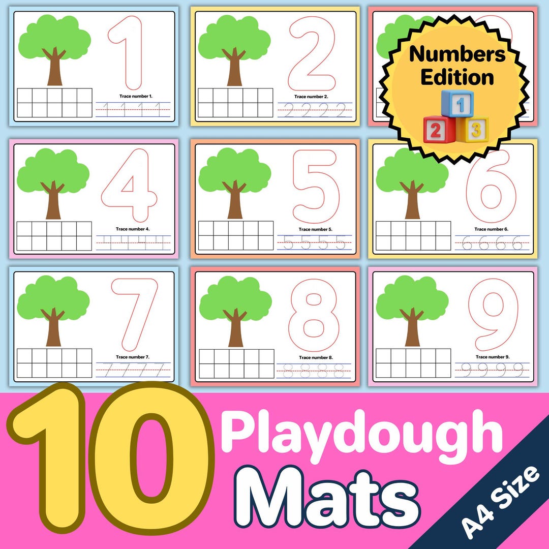 NUMBERS Playdough Mats 1 to 10 Interactive and Colorful Mats With ...