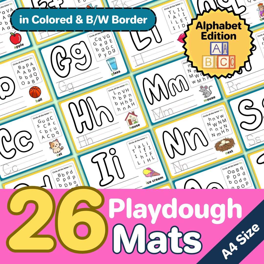 LETTERS A to Z Playdough Mats With Multiple Activities in One BIG Card ...