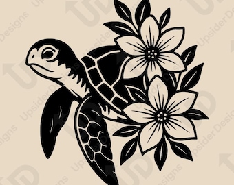 Floral Turtle SVG Design | Sea Turtle Clipart for Cricut Projects ...