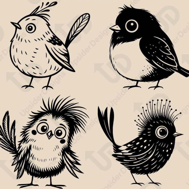Whimsical Tweeting Birds - Etsy