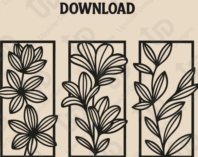 Floral Wall Art SVG Set | Minimalist Botanical Panel Clipart | Cricut ...