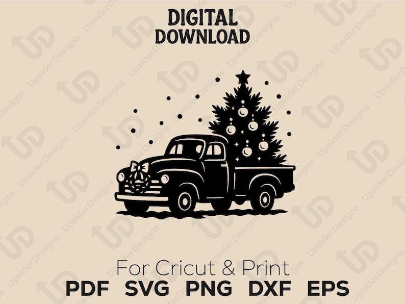 Vintage Christmas Truck SVG Bundle | Retro Farm Truck With Tree Clipart ...