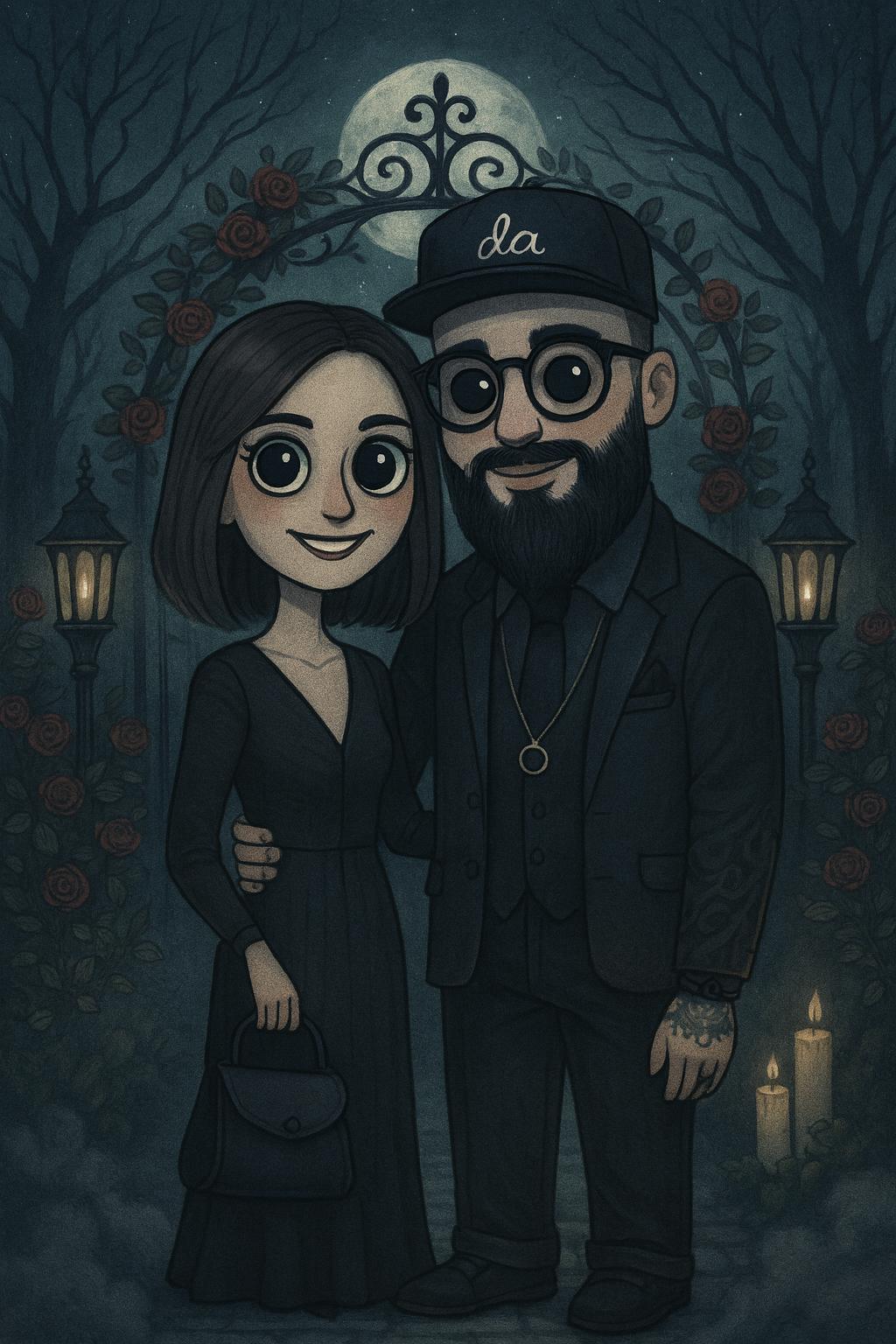 Custom Gothic Couple Portrait, Addams Family Style Drawing, Custom ...
