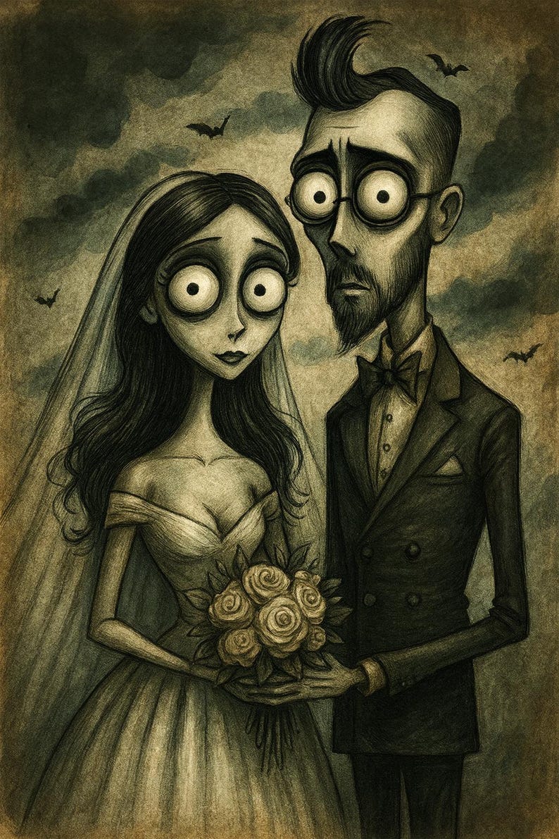 Custom Tim Burton Style Portrait – Digital Gothic Illustration ...