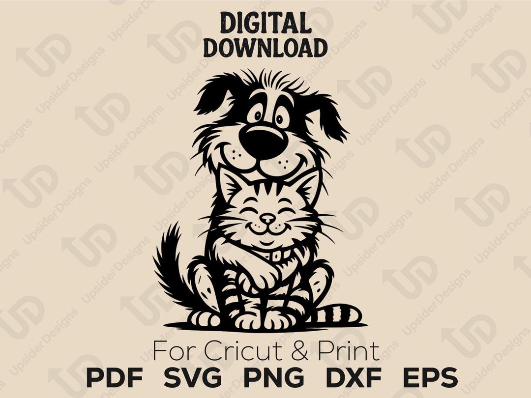 Cute Dog and Cat SVG | Best Friends Pet Clipart for Cricut Png| Funny ...