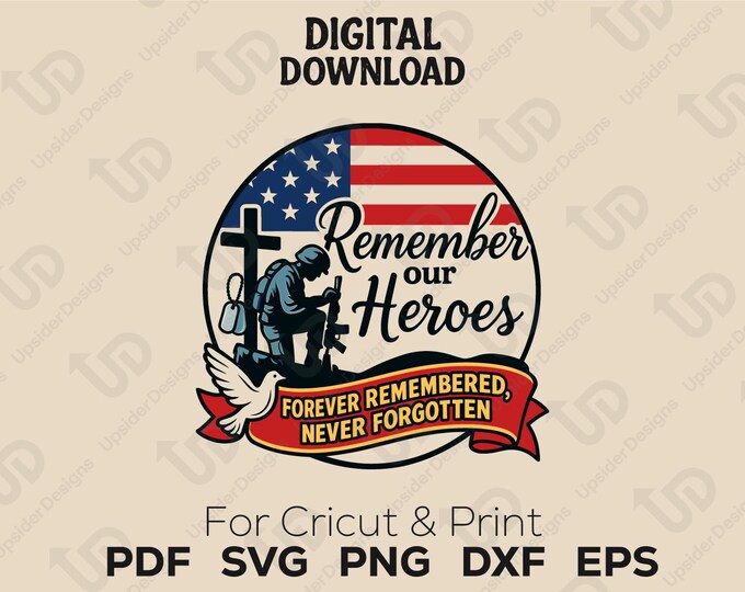 Remember Our Heroes SVG | Memorial Day Cross Soldier Clipart | Cricut ...