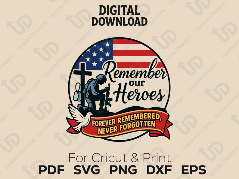 Remember Our Heroes SVG | Memorial Day Cross Soldier Clipart | Cricut ...