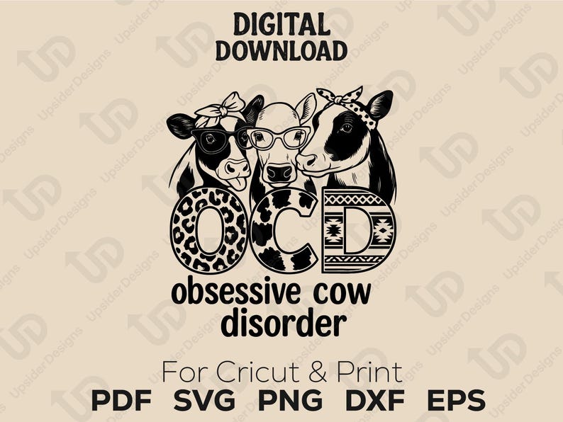 OCD Obsessive Cow Disorder SVG – Funny Farm Animal Design for Cricut ...