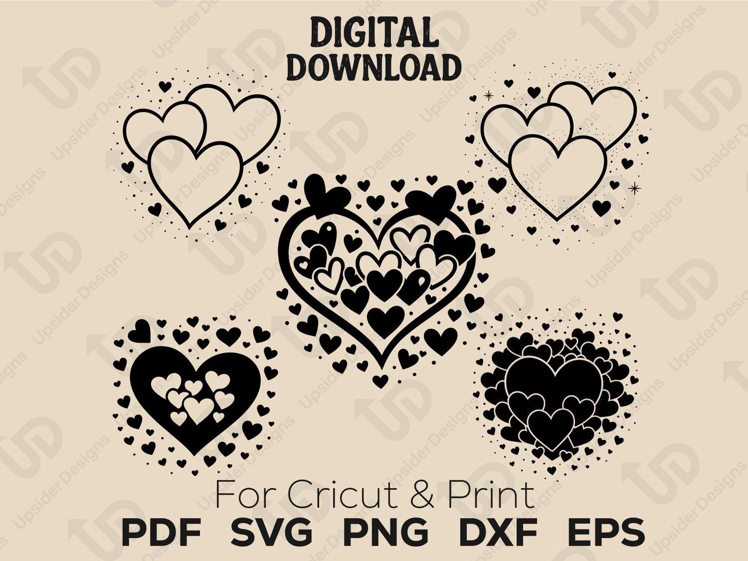 Heart SVG Bundle for Cricut | Love & Valentine Silhouette Clipart ...