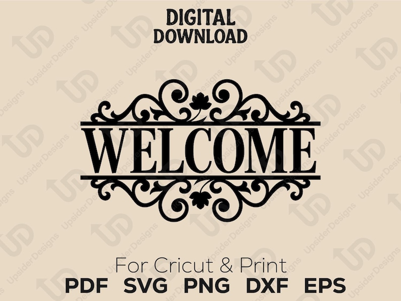 Elegant Welcome Sign SVG, Ornate Porch Décor Cut File, Farmhouse ...