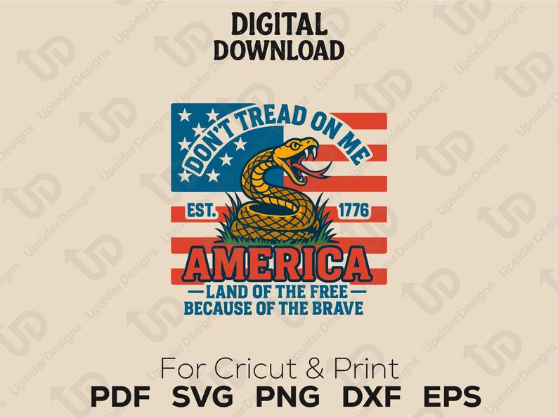 Don't Tread on Me SVG | 1776 America Flag Snake Design | Land of the ...
