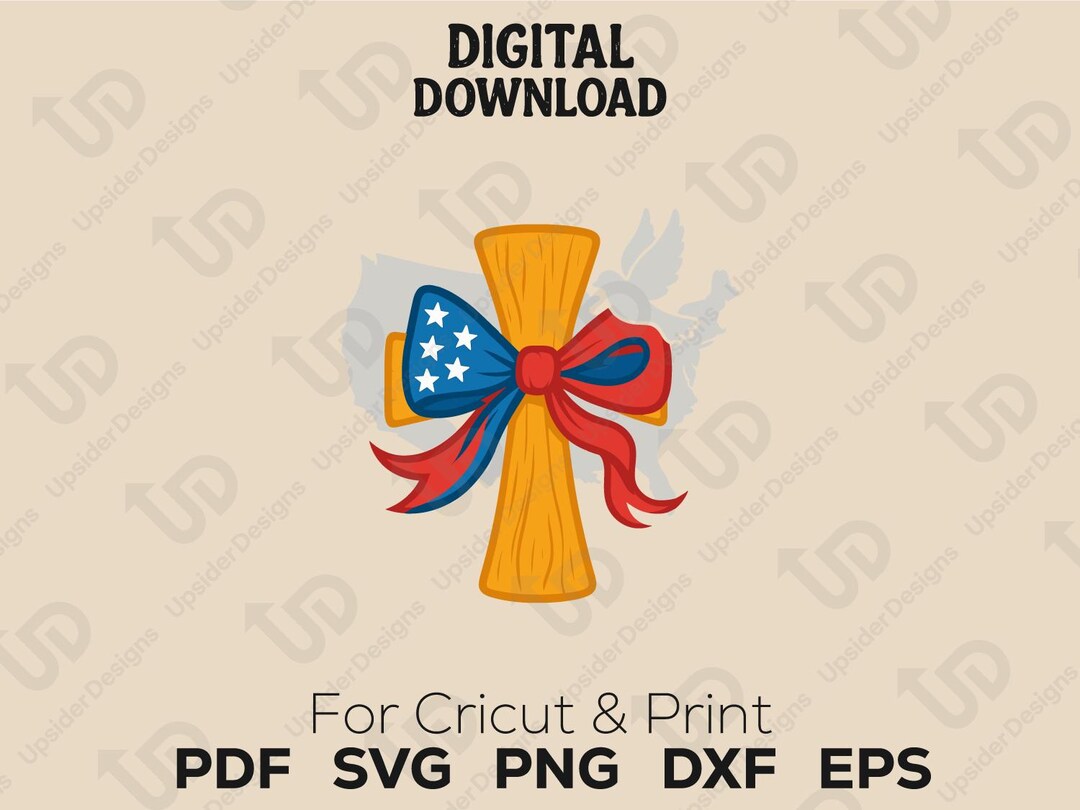 Patriotic Ribbon Cross SVG | Faith USA Clipart Design | Christian ...