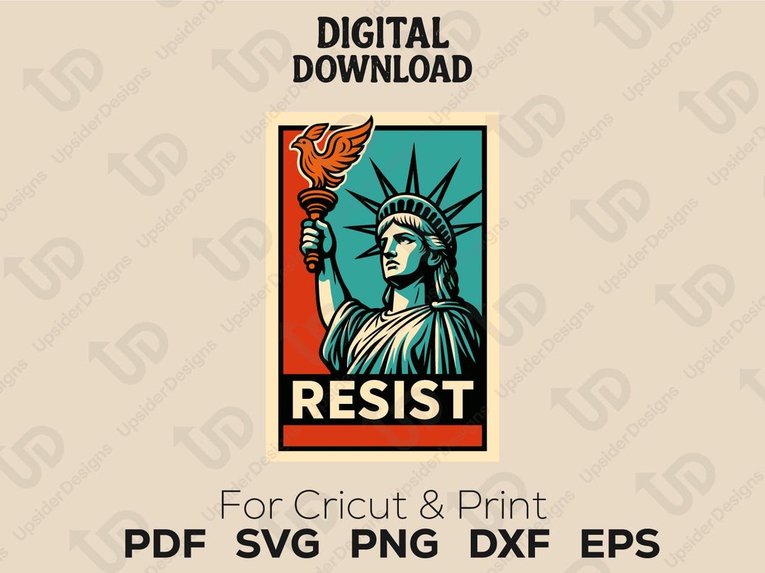 Resist SVG Liberty Poster Style | Statue of Liberty Protest Clipart ...