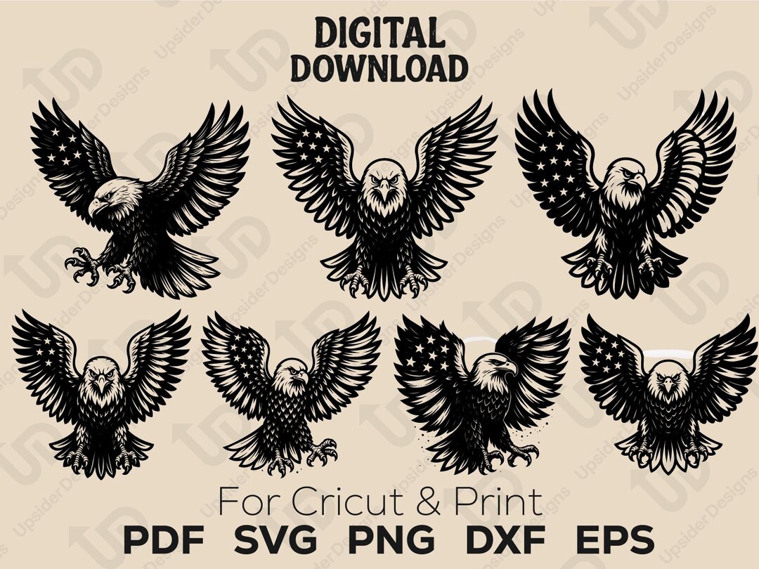 American Bald Eagle SVG Bundle • USA Flag Eagle Clipart • Patriotic ...