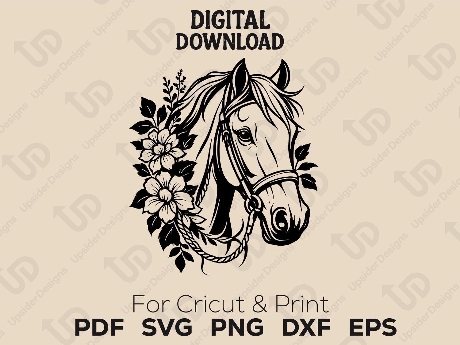 Elegant Horse Pferd SVG Bundle, Floral Equine Digital Clipart PNG ...