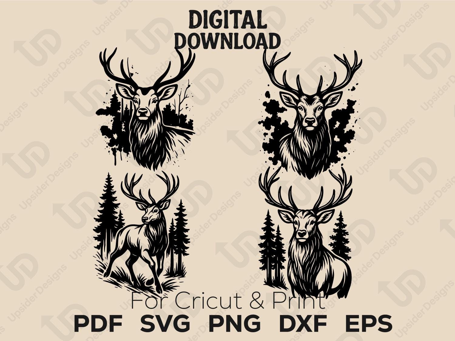 Rustic Woodland Deer SVG Bundle, Stag Antler Clipart for Cricut, Nature ...