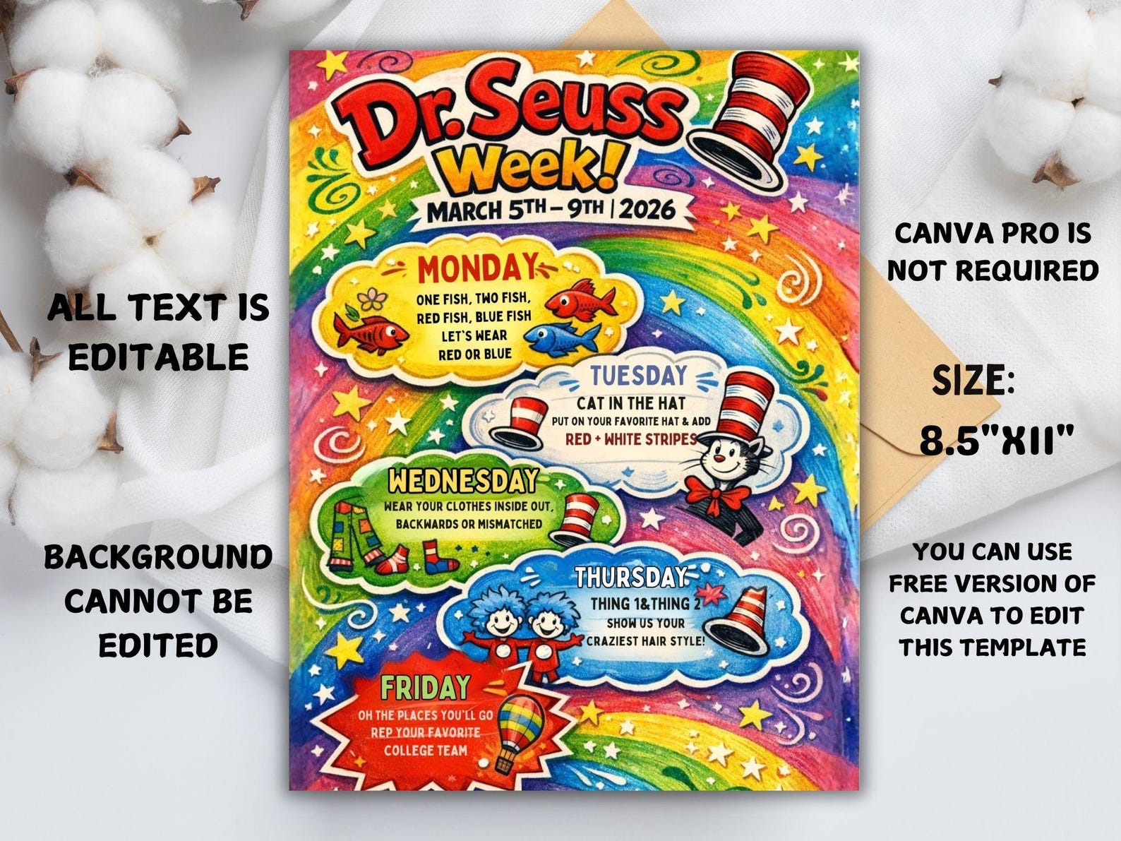 Editable Dr. Seuss Template | School Reading Flyer | Printable ...