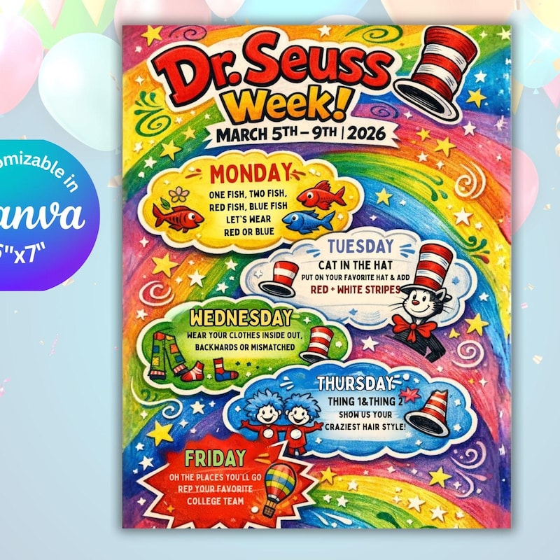 Dr. Seuss Flyer Template - Etsy